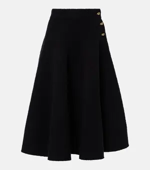 Bottega Veneta Wool Midi Skirt - Black