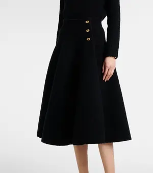 Bottega Veneta Wool Midi Skirt - Black