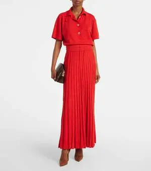 Christopher Esber Linen And Silk-blend Maxi Skirt - Red