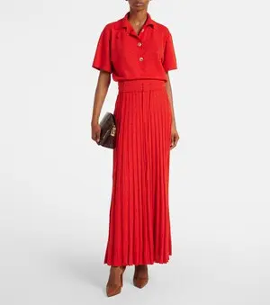 Christopher Esber Linen And Silk-blend Maxi Skirt - Red
