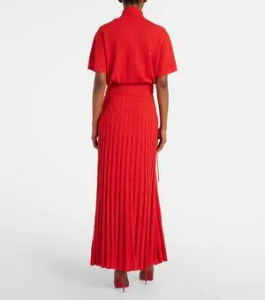 Christopher Esber Linen And Silk-blend Maxi Skirt - Red
