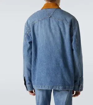 Bottega Veneta Suede-trimmed Padded Denim Jacket - Blue