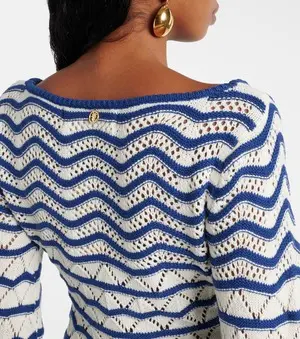 BANANHOT Rey Striped Crochet Dress - White