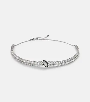 KAMYEN 18kt White Gold Choker With Diamonds And Enamel - Silver