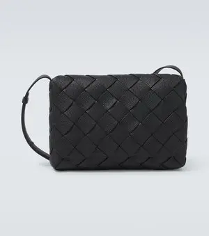 Bottega Veneta Diago Large Intreccio Leather Messenger Bag - Black