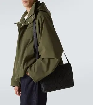 Bottega Veneta Diago Large Intreccio Leather Messenger Bag - Black