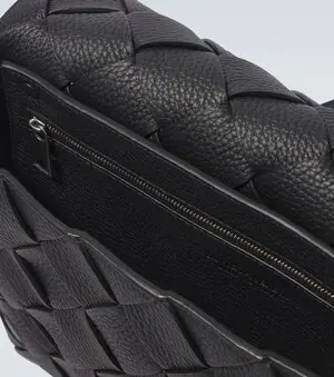 Bottega Veneta Diago Large Intreccio Leather Messenger Bag - Black