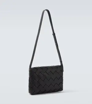 Bottega Veneta Diago Large Intreccio Leather Messenger Bag - Black