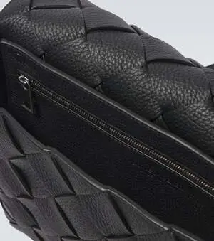 Bottega Veneta Diago Large Intreccio Leather Messenger Bag - Black