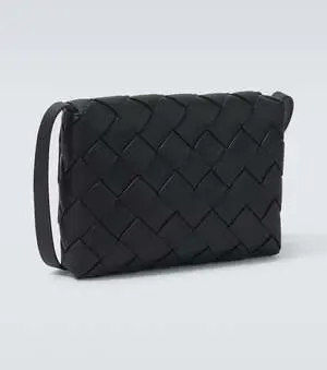 Bottega Veneta Diago Large Intreccio Leather Messenger Bag - Black