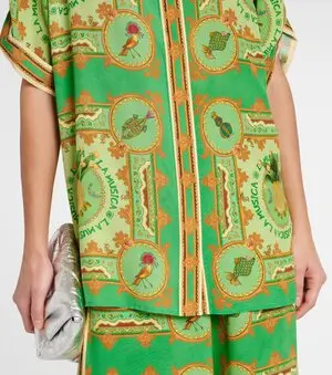 ALEMAIS Alémais La Musica Printed Silk Shirt - Green