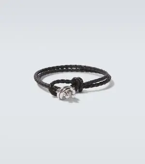Bottega Veneta Leather And Sterling Silver Bracelet - Brown