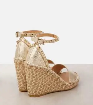 Valentino Garavani Rockstud Double 105 Leather Espadrille Wedges