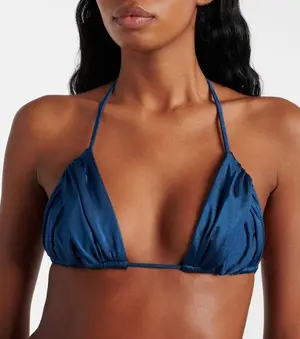 BANANHOT Jasmin Ruched Bikini Top - Blue