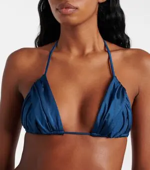 BANANHOT Jasmin Ruched Bikini Top - Blue