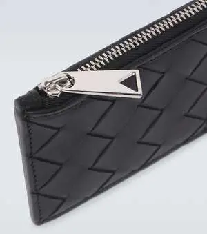 Bottega Veneta Intrecciato Zip-up Leather Card Case - Brown
