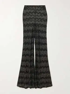 Missoni Metallic Crochet-knit Flared Pants