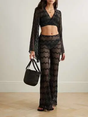 Missoni Metallic Crochet-knit Flared Pants