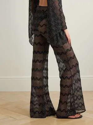 Missoni Metallic Crochet-knit Flared Pants