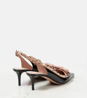 Valentino Garavani Rockstud 60 Patent Leather Slingback Pumps - Black