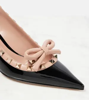 Valentino Garavani Rockstud 60 Patent Leather Slingback Pumps - Black
