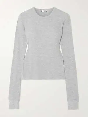 Eterne Waffle-knit Stretch Cotton And Modal-blend T-shirt - Gray