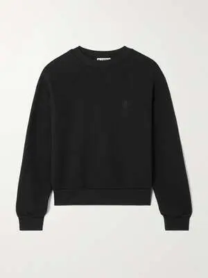 Eterne Embroidered Cotton And Modal-blend Jersey Sweatshirt - Black