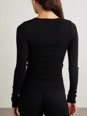 Eterne Ribbed Jersey Long-sleeve T-shirt - Black