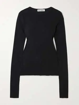 Eterne Ribbed Jersey Long-sleeve T-shirt - Black