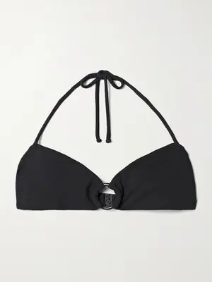 Matteau Embellished Stretch Recycled Halterneck Bikini Top - Black