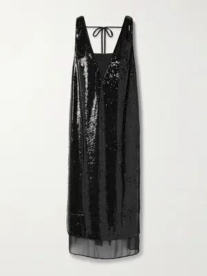 LA LIGNE Bead-embellished Sequined Midi Dress
