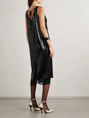 LA LIGNE Bead-embellished Sequined Midi Dress