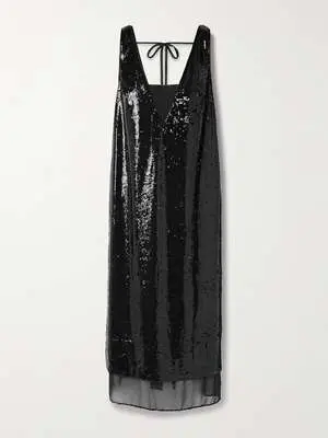 LA LIGNE Bead-embellished Sequined Midi Dress