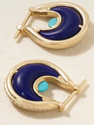 L’ATELIER NAWBAR Diana Small 18-karat Gold Multi-stone Hoop Earrings