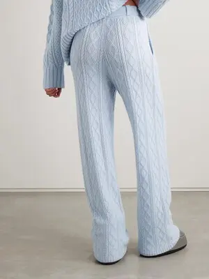 Guest In Residence Cable-knit Wool And Cashmere-blend Pants - Blue