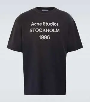 Acne Studios Logo-print Cotton-blend T-shirt - Black