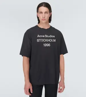 Acne Studios Logo-print Cotton-blend T-shirt - Black