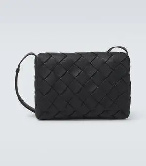 Bottega Veneta Diago Large Intreccio Leather Messenger Bag - Black