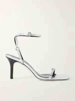 AeydĒ Hallie Metallic Leather Sandals - Silver