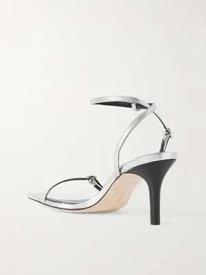 AeydĒ Hallie Metallic Leather Sandals - Silver