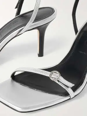 AeydĒ Hallie Metallic Leather Sandals - Silver
