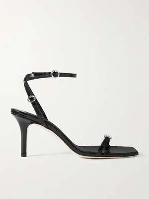 AeydĒ Hallie Patent-leather Sandals - Black