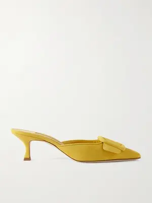 Manolo Blahnik Maysale 50 Buckled Suede Mules