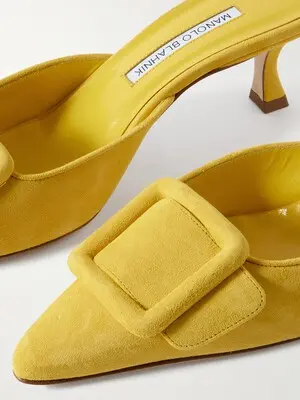 Manolo Blahnik Maysale 50 Buckled Suede Mules