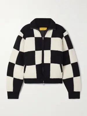 Guest In Residence Checked Padded Quilted Wool And Cashmere-blend Jacket - Black