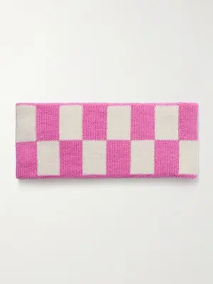 Guest In Residence Checked Cashmere Headband - Pink