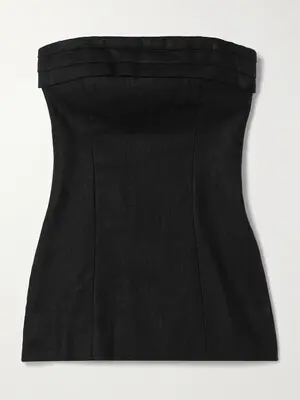 Faithfull The Brand Fleuri Strapless Linen Top - Black