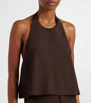 Wardrobe.NYC Open-back Halterneck Wool Top - Brown