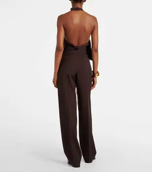 Wardrobe.NYC Open-back Halterneck Wool Top - Brown