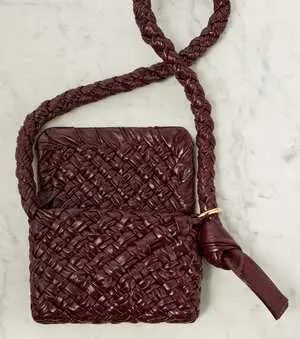 Bottega Veneta Kalimero Citta Small Leather Shoulder Bag - Burgundy